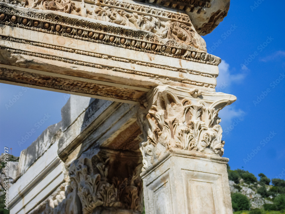 Ancient Ruins In Ephesus Izmir Turkey Archeology Background Marble