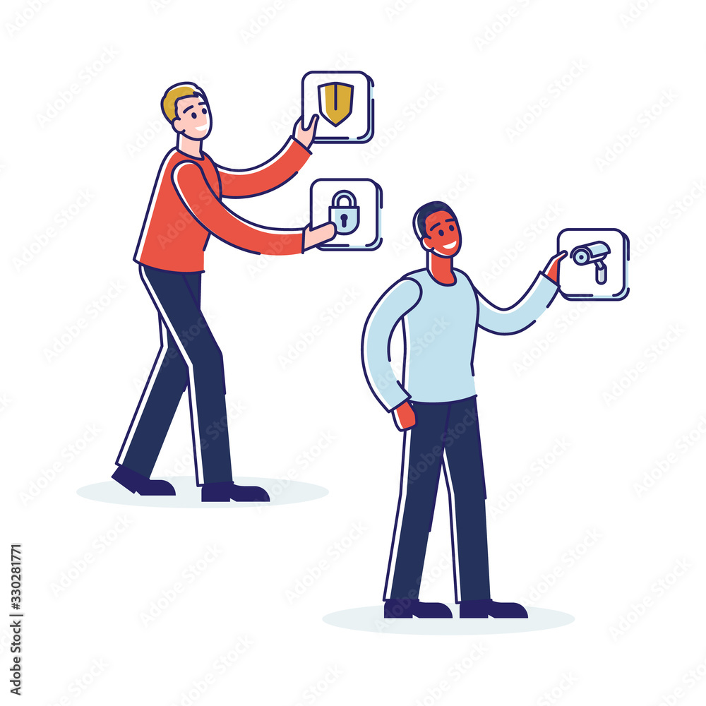 Concept Of Smart House Mobile App. Smart Home Technology. People With ...