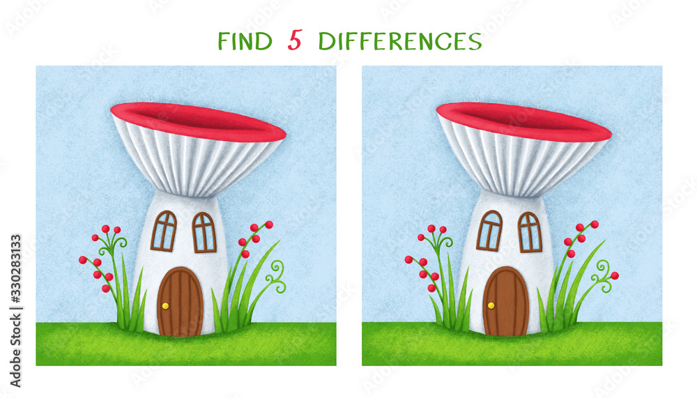 Find five differences. Simple educational game for kids. Digital ...