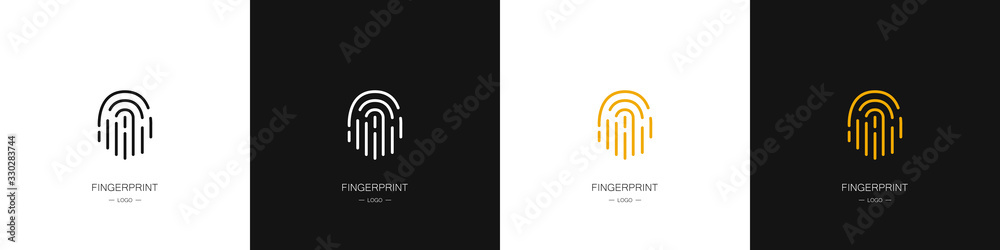 Set of different fingerprint logos. Collection. Modern style. Vector ...