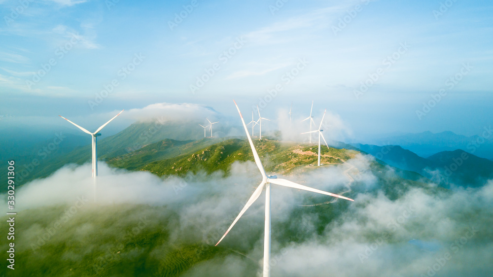 Wind power generation on the mountain Stock Photo | Adobe Stock