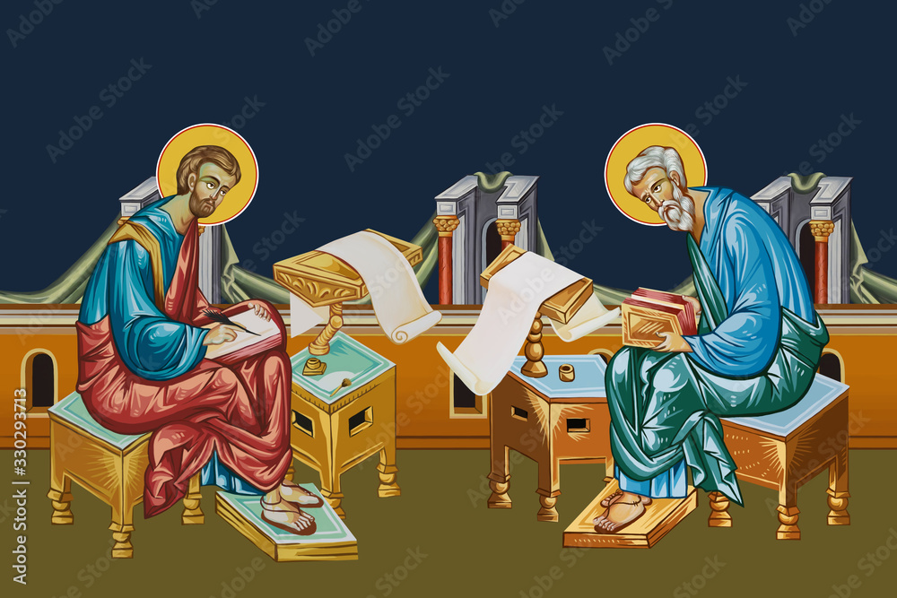 Matthew Levi the Apostle and Luke the Evangelist. Illustration in ...