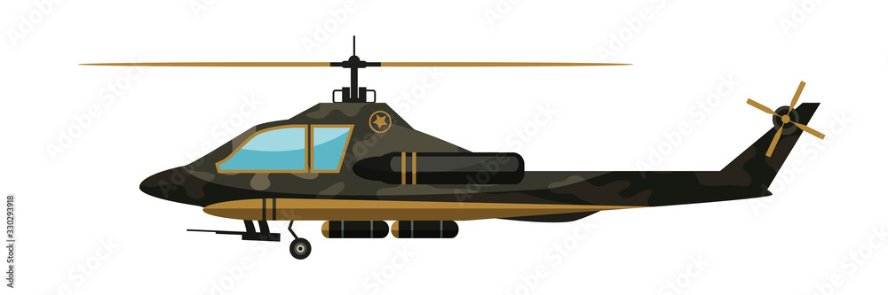 Vector illustration army helicopter in camouflage Stock Vector | Adobe ...