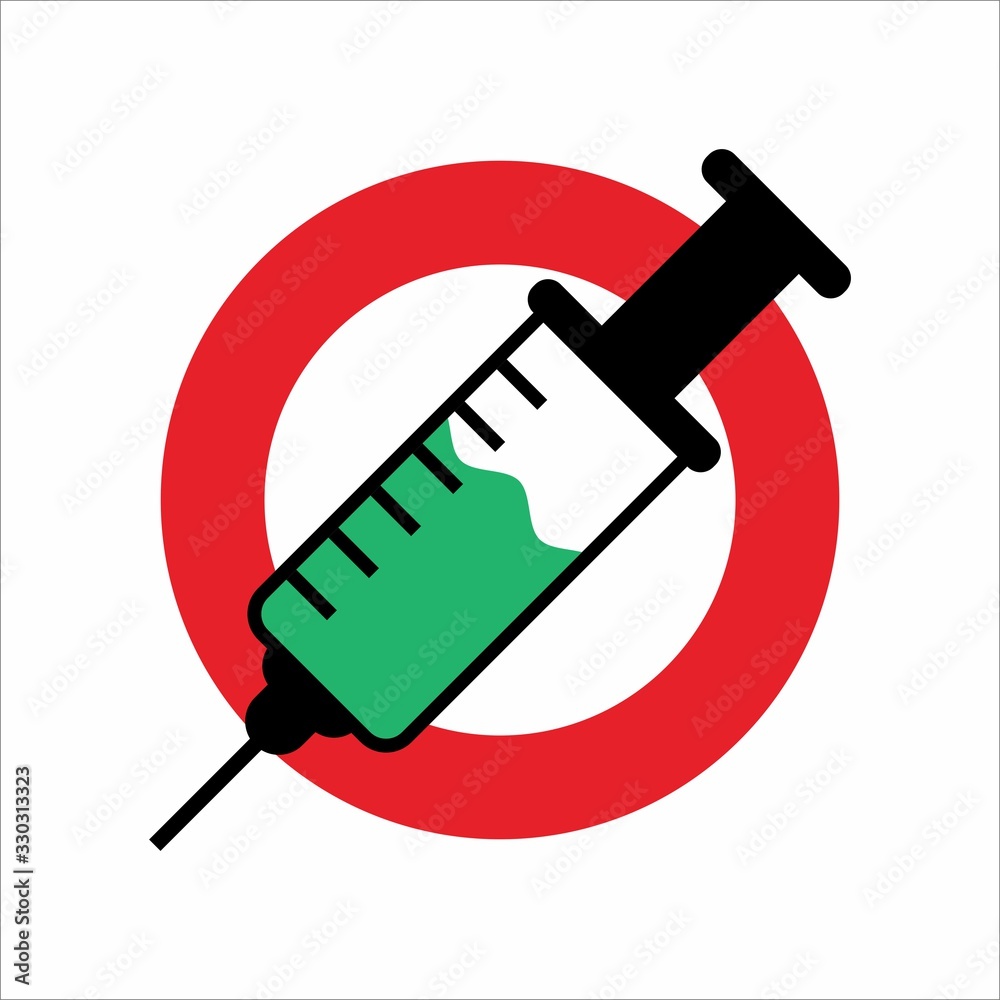 No Vaccine Sign Illustration, Stop Vaccine Tag, Label, Poster, Campaign ...