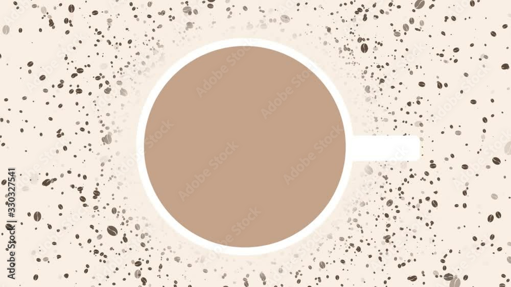 A full cup of espresso coffee over a coral paper background with an ...