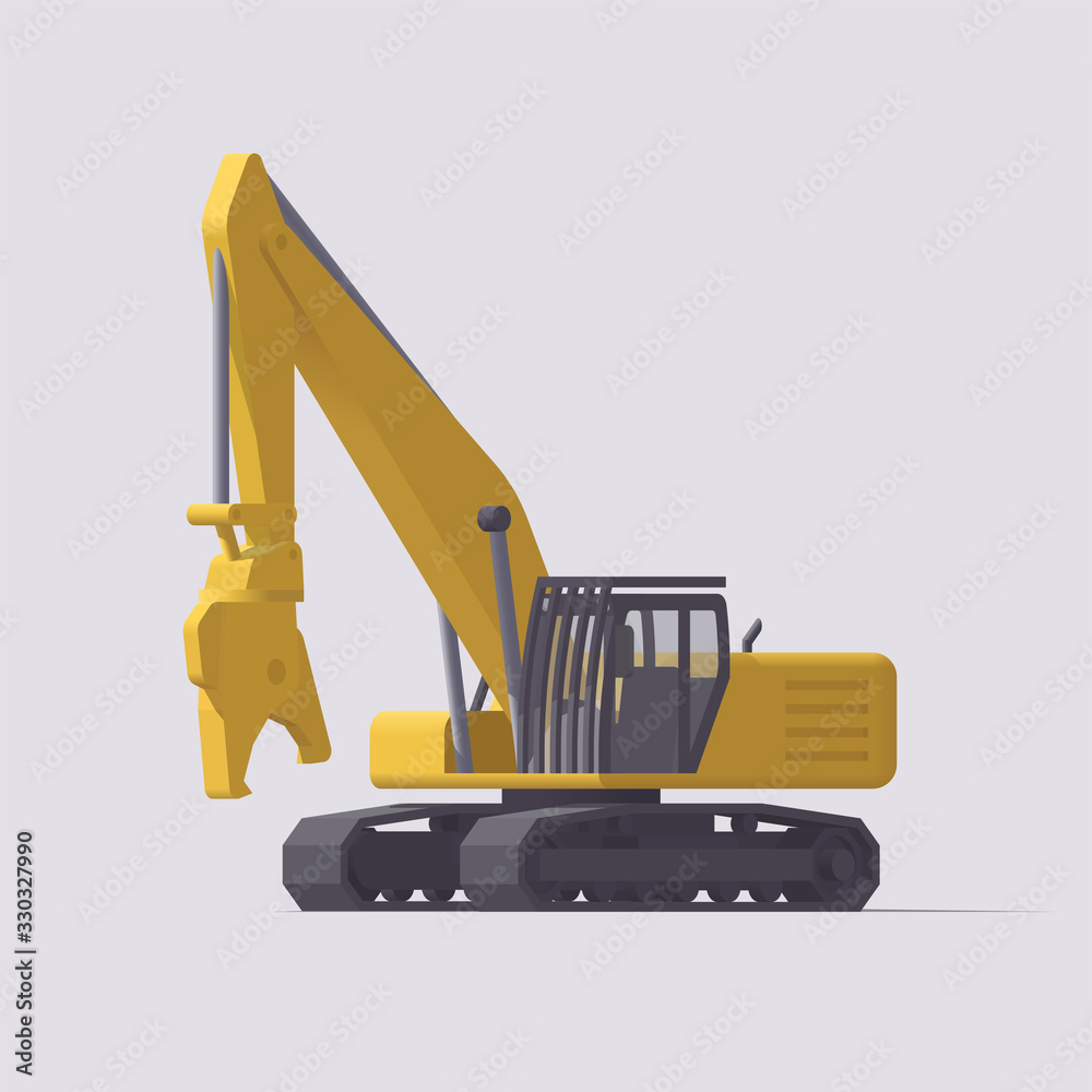 Vector demolition excavator. Isolated illustration Stock Vector | Adobe ...