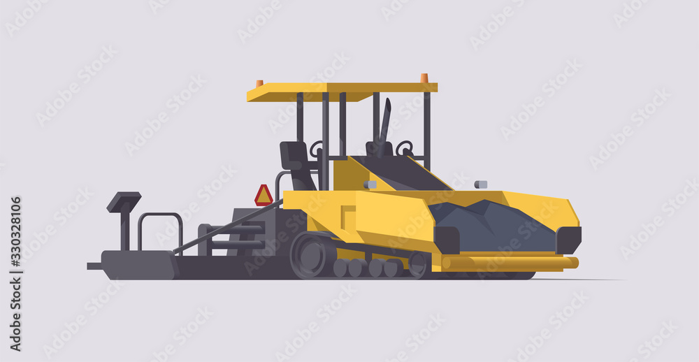 Vector asphalt paver. Isolated road compactor. Illustration Stock ...