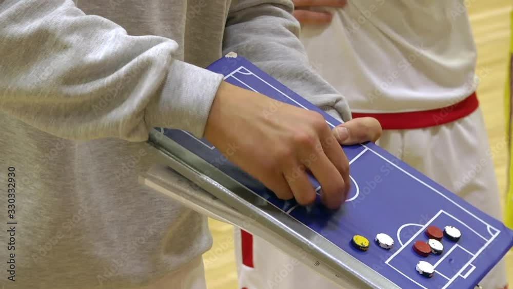 Football tactic education. Coach explains the strategy of the game ...