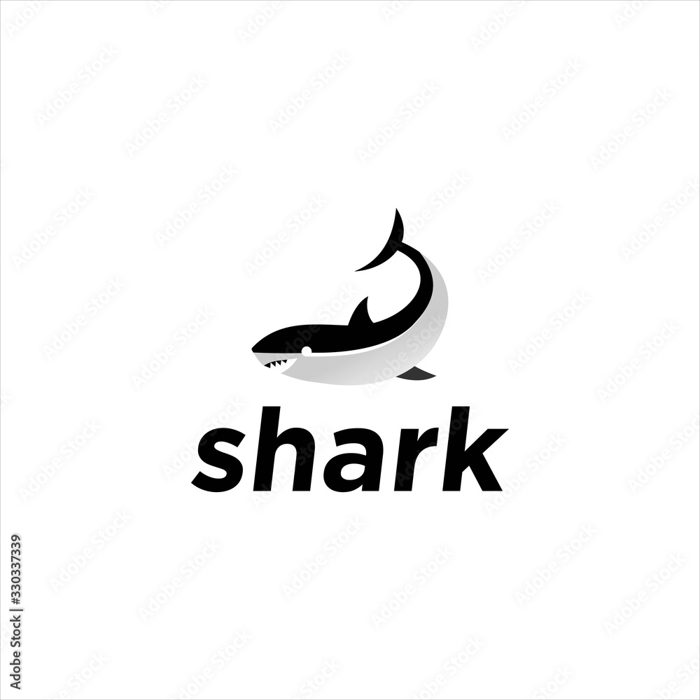 shark logo design vector image with black color Stock Vector | Adobe Stock