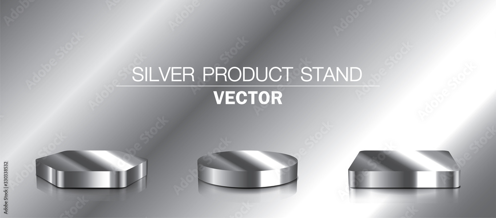 Silver product stand vector set. Stock Vector | Adobe Stock