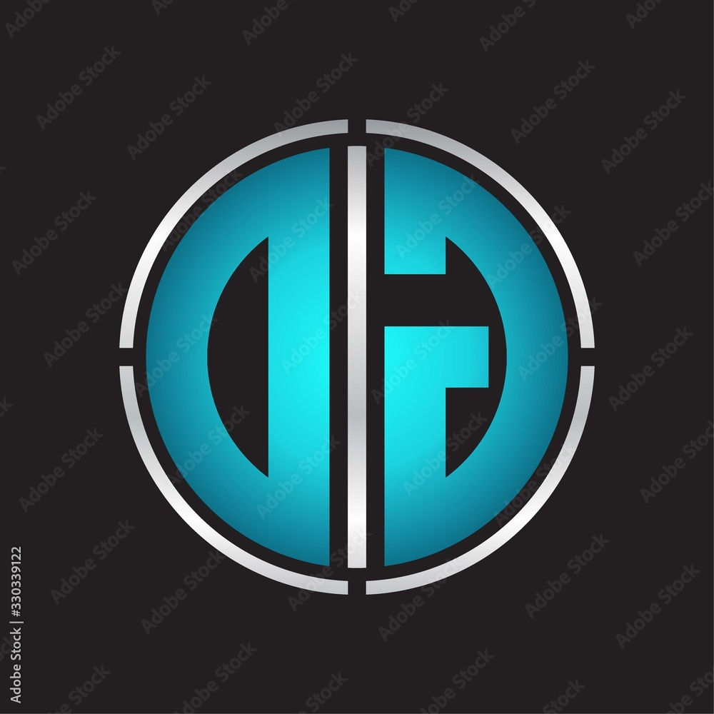 DG Logo initial with circle line cut design template on blue colors ...