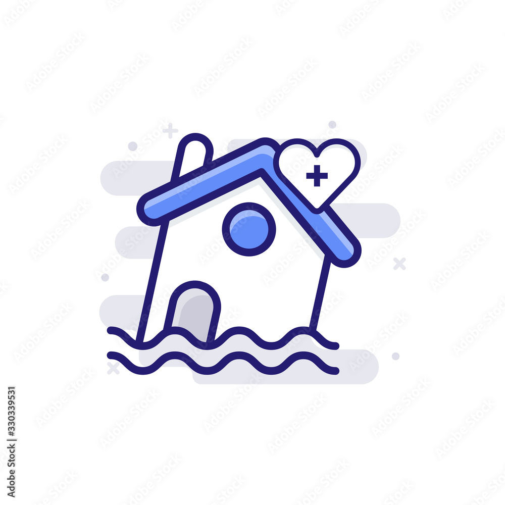 Flood Insurance icon Filled Outline Vector Illustration. Stock Vector ...