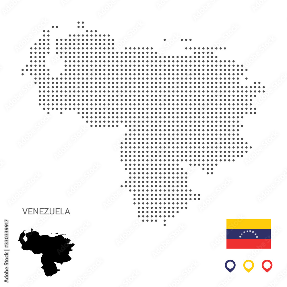 Dotted vector map of Venezuela. Round gray spots. Venezuela map with ...