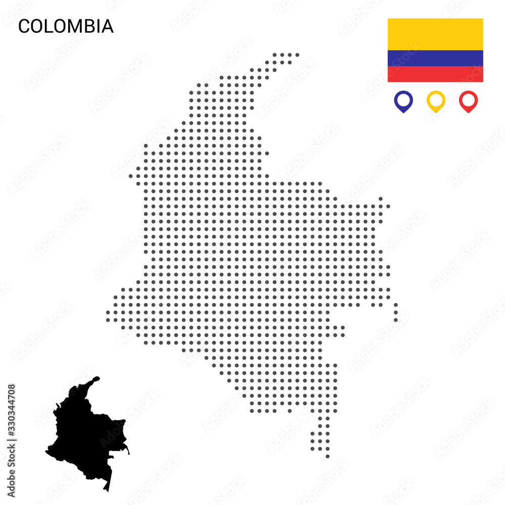 Dotted vector map of Colombia. Round gray spots. Colombia map with ...