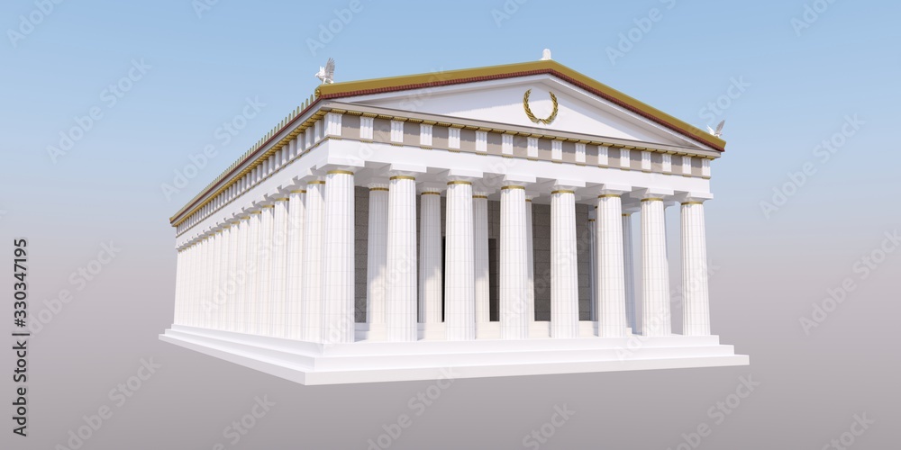 Parthenon, ancient greek temple, visualization, 3D illustration Stock ...