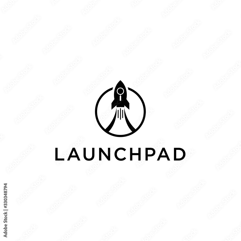 rocket launch logo design vector image with circle and creative Stock ...