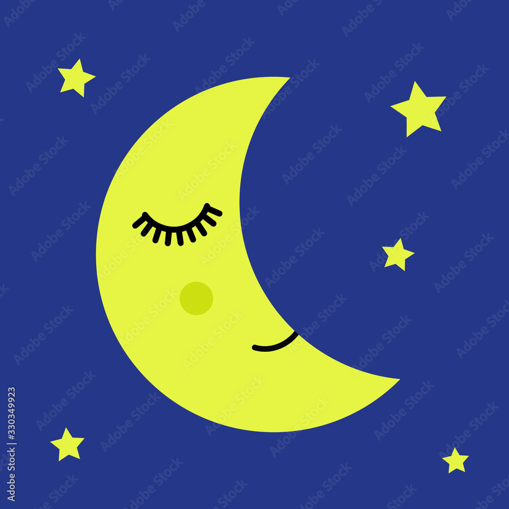 Cute moon, cartoon vector Illustration. Stock Vector | Adobe Stock