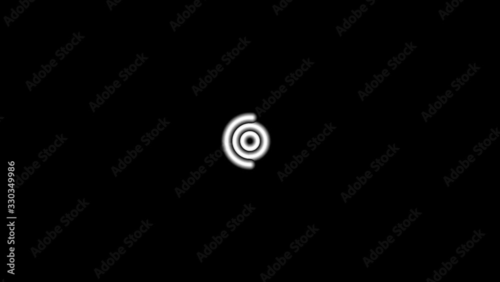 Abstract CGI motion background with animated metallic concentric ...