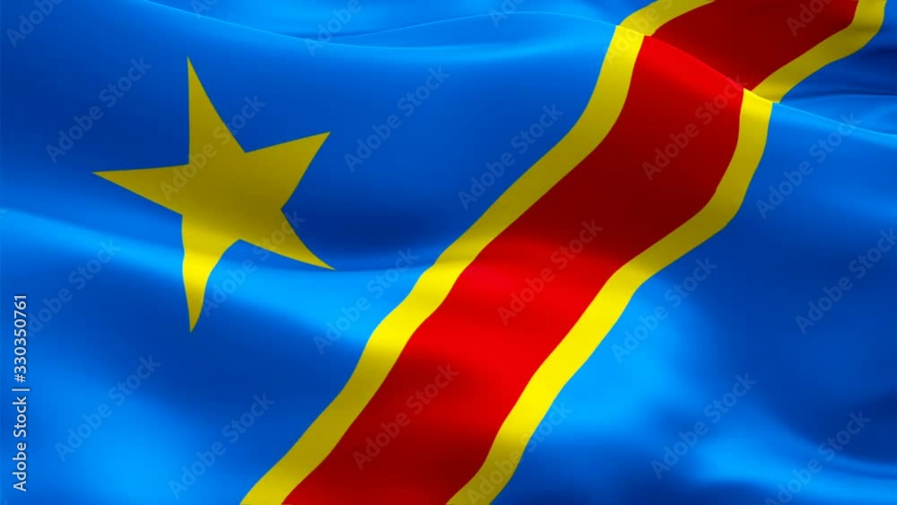 Video Stock Congo waving flag. National 3d ‎DRC Congo-Kinshasa flag ...
