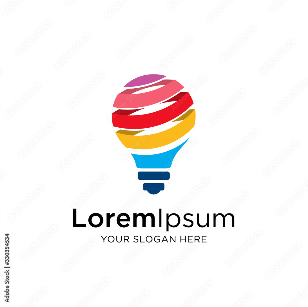 Bulb Logo Design Colorful. Creative light bulb logo ideas. Smart bulb ...