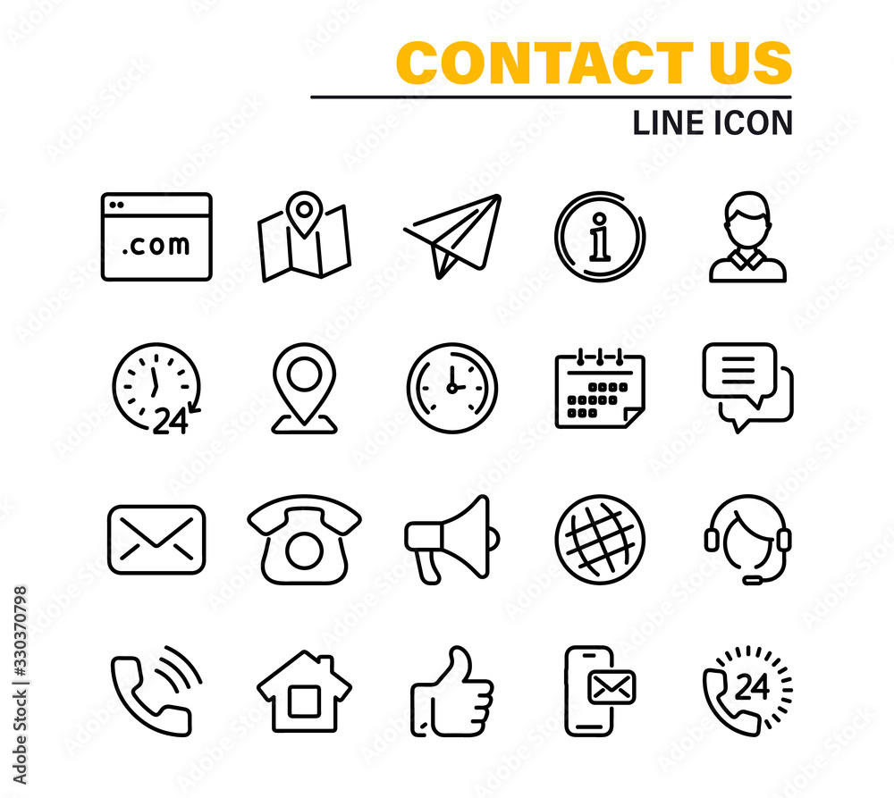 Set of simple Contact us icons for web and mobile app. Social Media ...