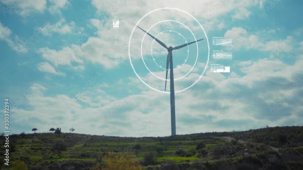 Vidéo Stock Wind Power. Green Ecology. Windmills with Digitally ...