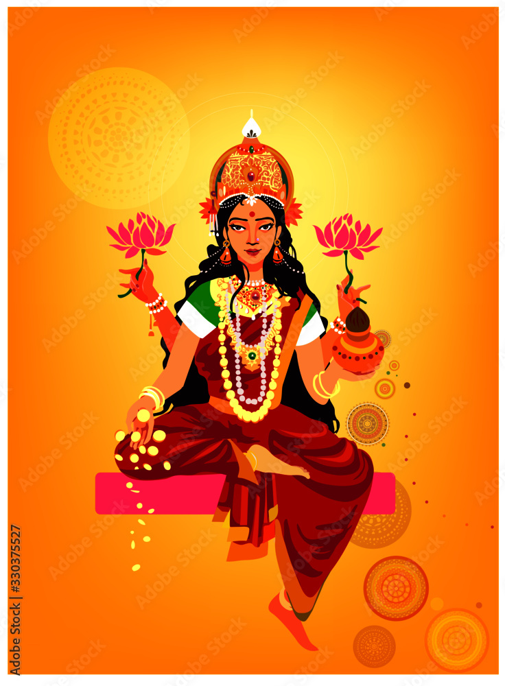 Goddess Lakshmi Stock Vector | Adobe Stock