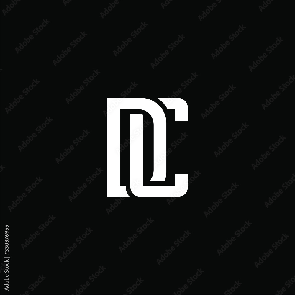 Initial letter DC logo template with chained font illustration in flat ...