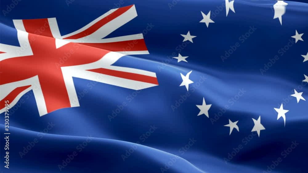 Cook Islands New Zealand flag Closeup 1080p Full HD 1920X1080 footage ...