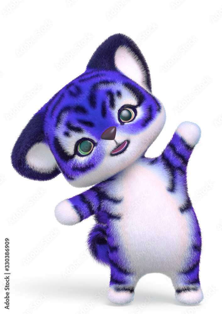 cute tiger cartoon saying hello in white background Stock Illustration ...