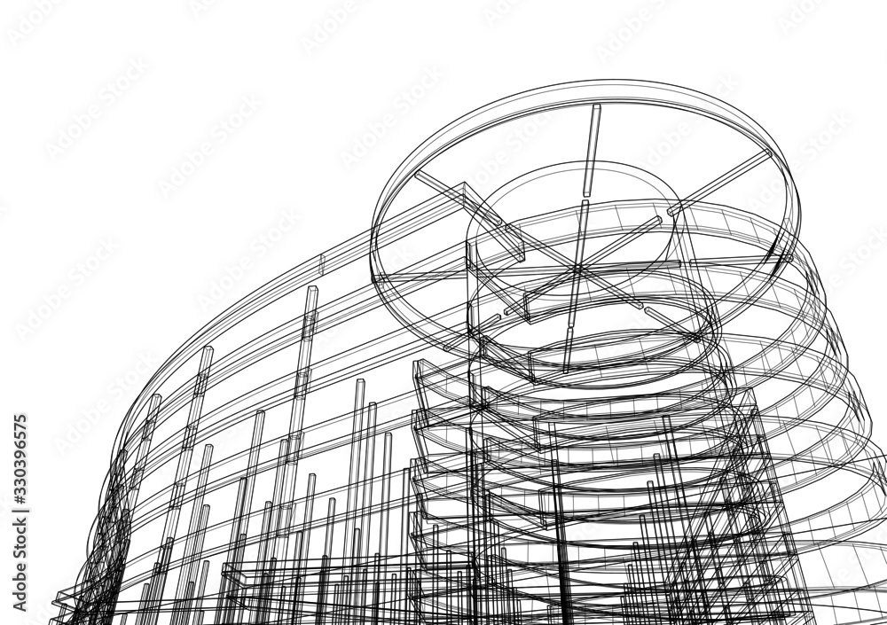 architecture 3d building, vector illustration Stock Vector | Adobe Stock