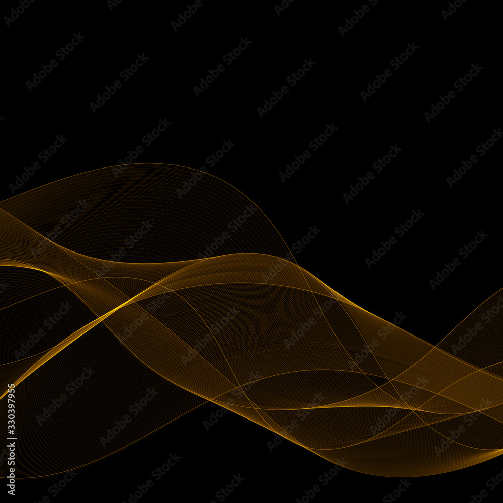 Wavy lines on a black background. Abstract wave background ...