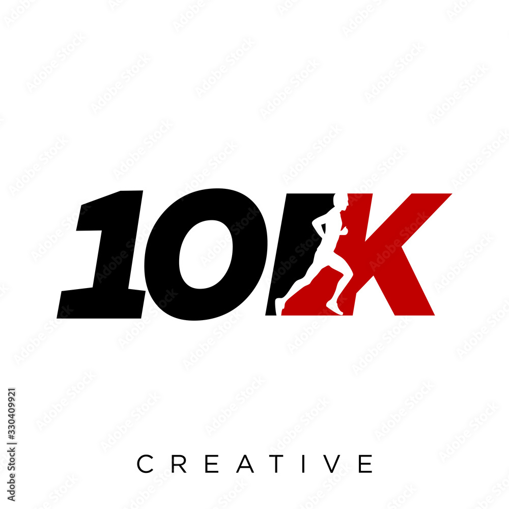 10k run logo design Stock Vector | Adobe Stock