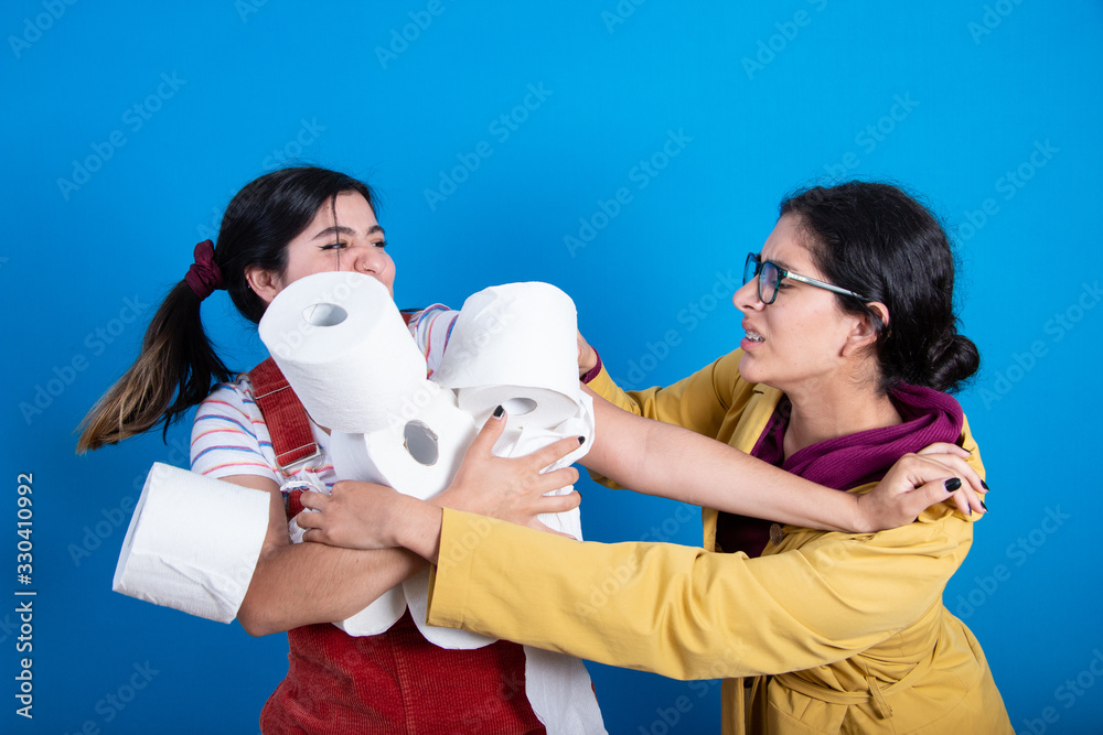 Women fighting over toilet paper Stock Photo | Adobe Stock