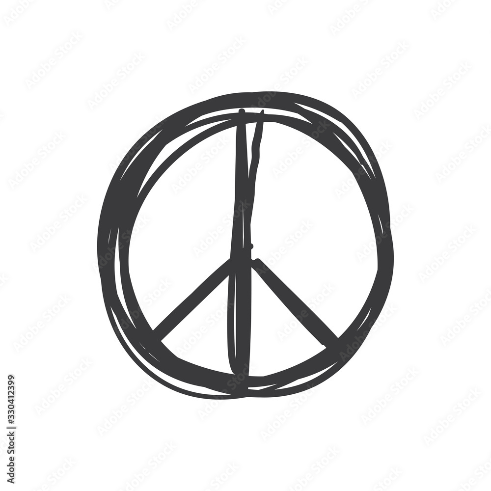 Peace icon doodle. Hand drawn sign of peace. Stock Vector | Adobe Stock