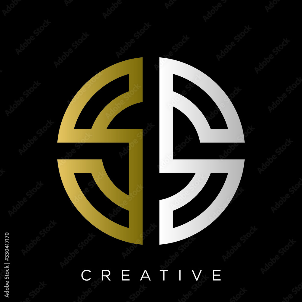 ss circle logo design Stock Vector | Adobe Stock