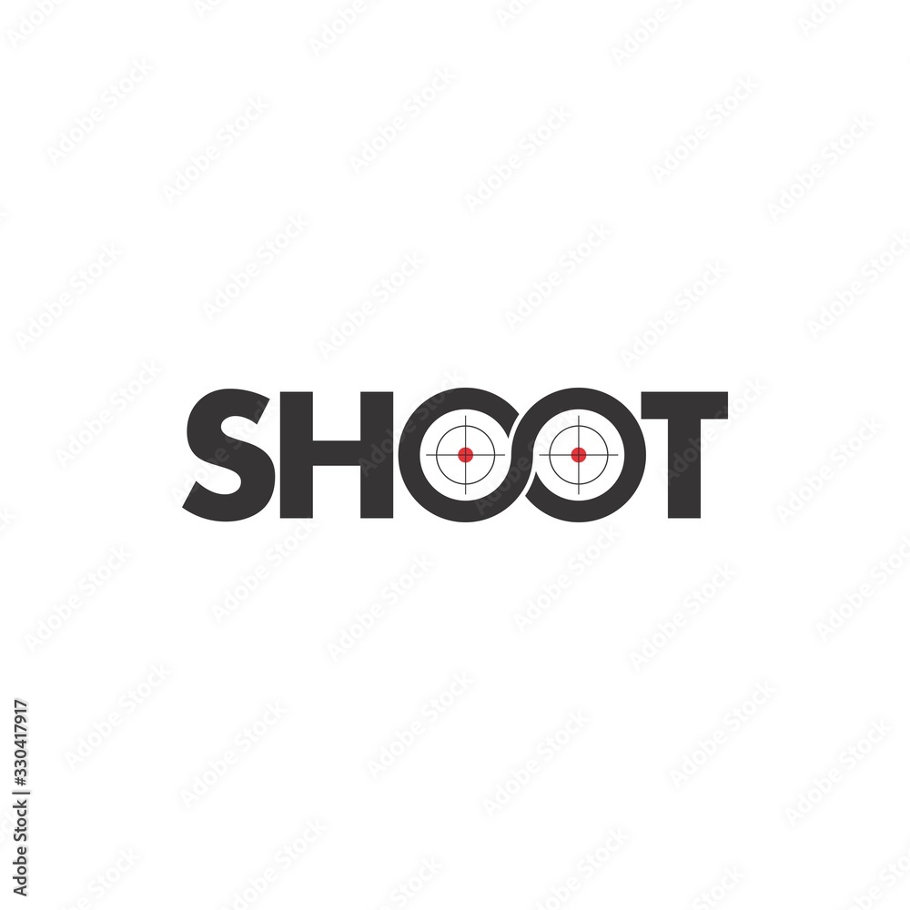 SHOOT letter with Optical sight view logo design vector Stock Vector ...