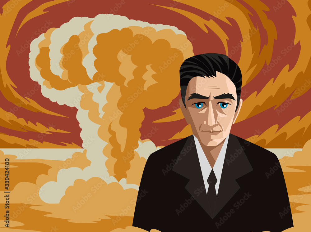 oppenheimer scientist and nuclear bomb explosion Stock Vector | Adobe Stock