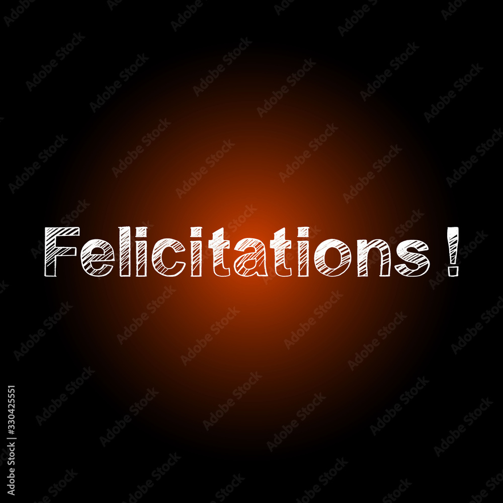 Felicitations brush paint hand drawn lettering on black background ...
