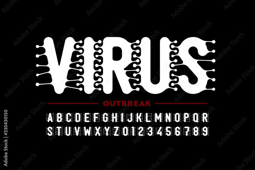 Virus infection style font, alphabet letters and numbers Stock Vector ...