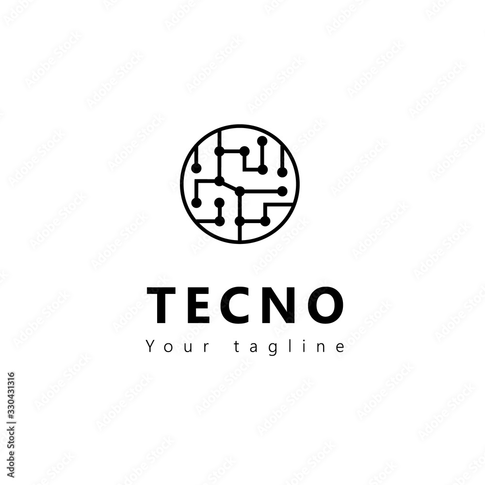 logo style line art template design technology for company tech Stock ...