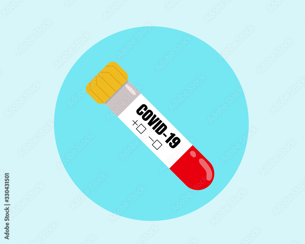 blood in test tube for checking covid-19, positive or negative, cartoon ...