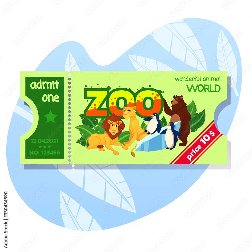 Zoo Admission Tickets with Price Announcement. African and Forest ...