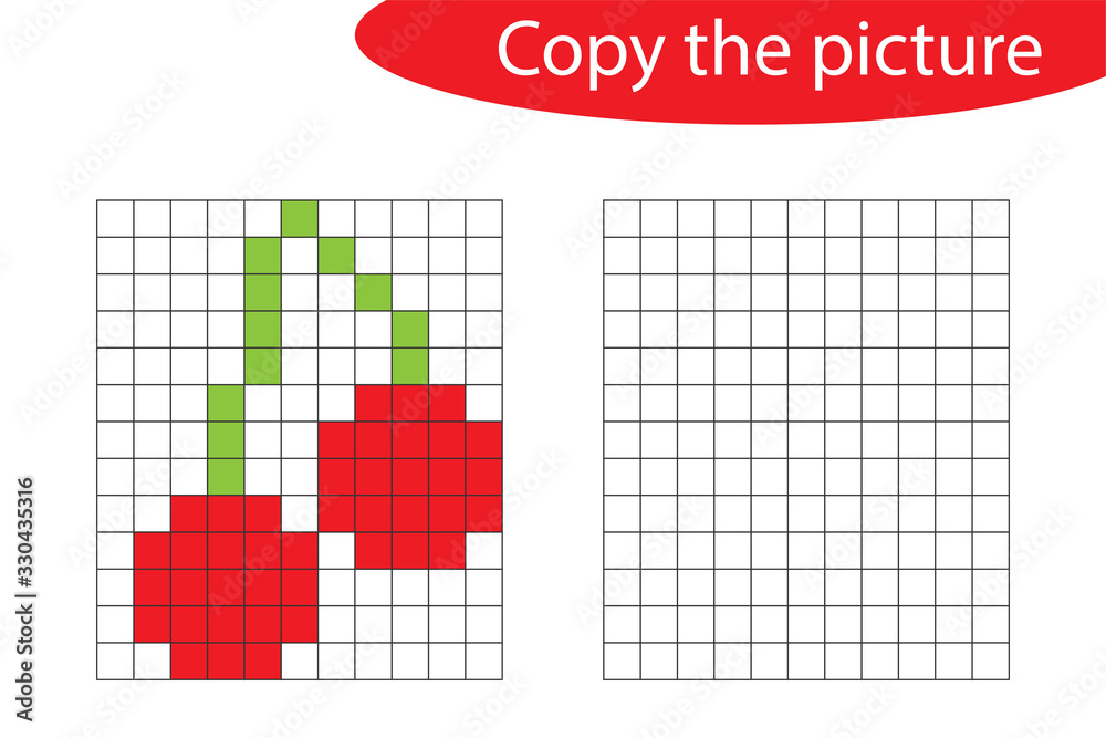 Copy the picture, pixel art, cherry cartoon, drawing skills training ...