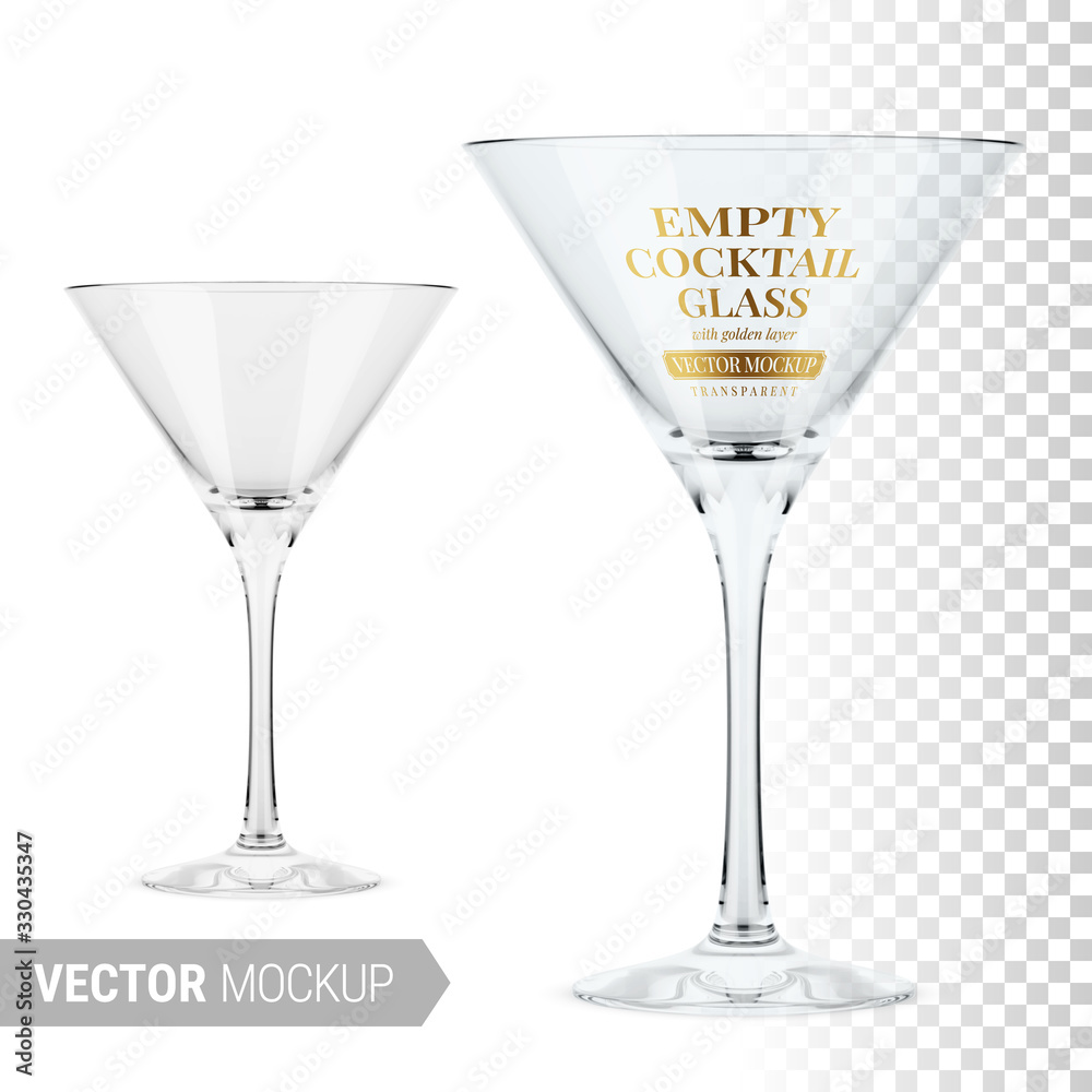 Empty clear cocktail glass template. Vector mockup. Stock Vector ...