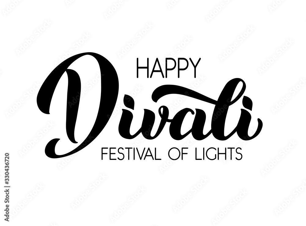 Happy Diwali handwritten lettering. Modern hand drawn calligraphy ...
