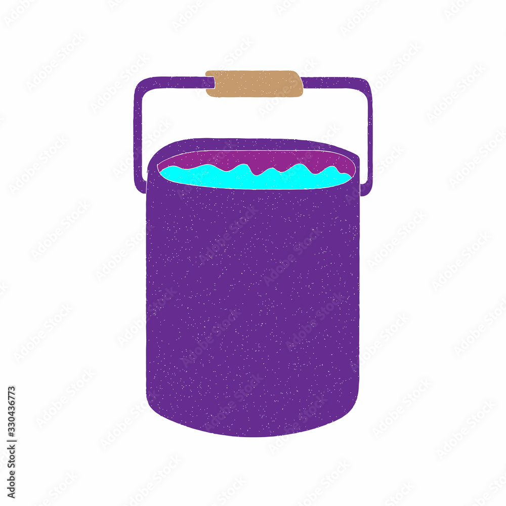 water bucket vector design. digital hand drawn style. grain texture ...