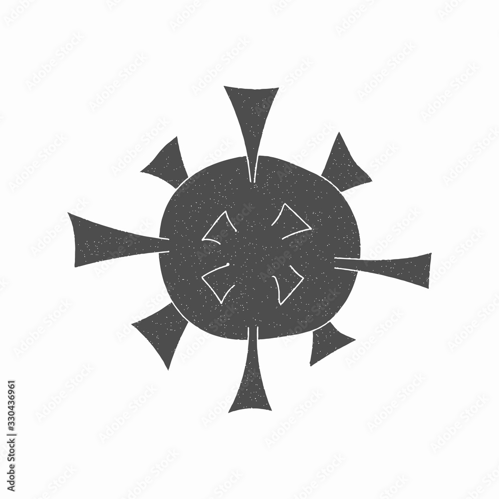 corona virus vector design. digital hand drawn style. grain texture ...