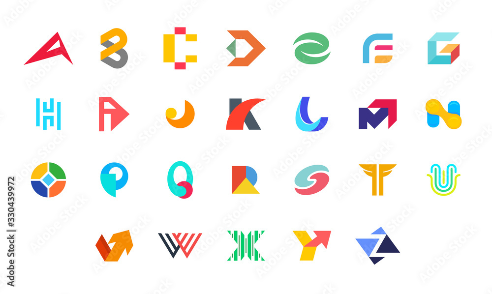 Collection of letter a to z logo. Geometric abstract logos. Abstract ...