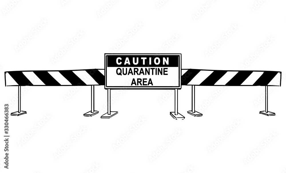 Vector cartoon stick figure drawing conceptual illustration of caution ...